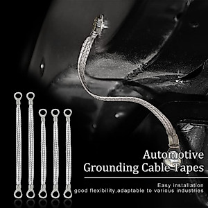 HAOBO 5PCS Universal Automotive Ground Straps, Ground Wire, 3pcs 10" x1/2" & 2pcs 13" x1/2" Tinned Copper Vehicle Grounding Cable Straps, Flat Braided Copper Ground Strap Fit for Most Vehicles