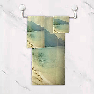 Flradish Tropical Palm Trees Towels 3 Pack Bath Towels for Bathroom Set Soft Cotton Highly Absorbent Lightweight & Quickdry Towel Set 1 Bath Towel,1 Hand Towel,1 Washclothe