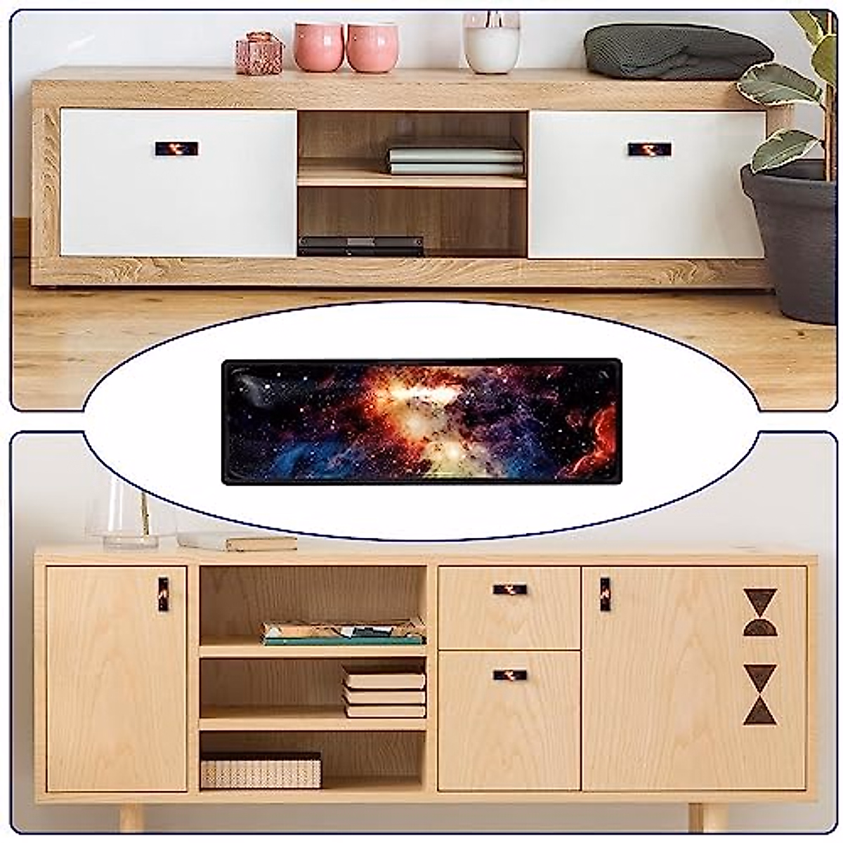 4 Pack 3.6In Double Holes Handles Pulls, Galaxy Planet Print Decorative Kitchen Cabinet Dresser Drawer Closet Cupboard Door Handles Pulls for Home Bedroom Bathroom