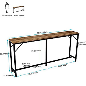 Yusong 71'' Long Console Table Sofa Tables Behind Couch, Narrow Entryway Table Skinny Tall Pub Bar Height Table for Living Room, Easy Assembly, Rustic Brown