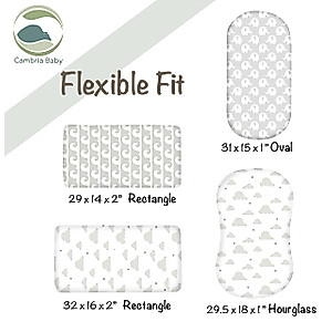 100% Organic Cotton Fitted Bassinet Sheets Fits Halo, Snoo, Graco, Dream on Me, Delta, and All Other Standard Size Bassinets. 3 Pk Adapts to Oval, Hourglass & Rectangle Shaped Bassinet Pads.