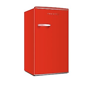 Frestec 3.1 CU' Retro Mini Refrigerator, Compact Refrigerator, Small Refrigerator with Freezer, Red (FR 310 RRED)