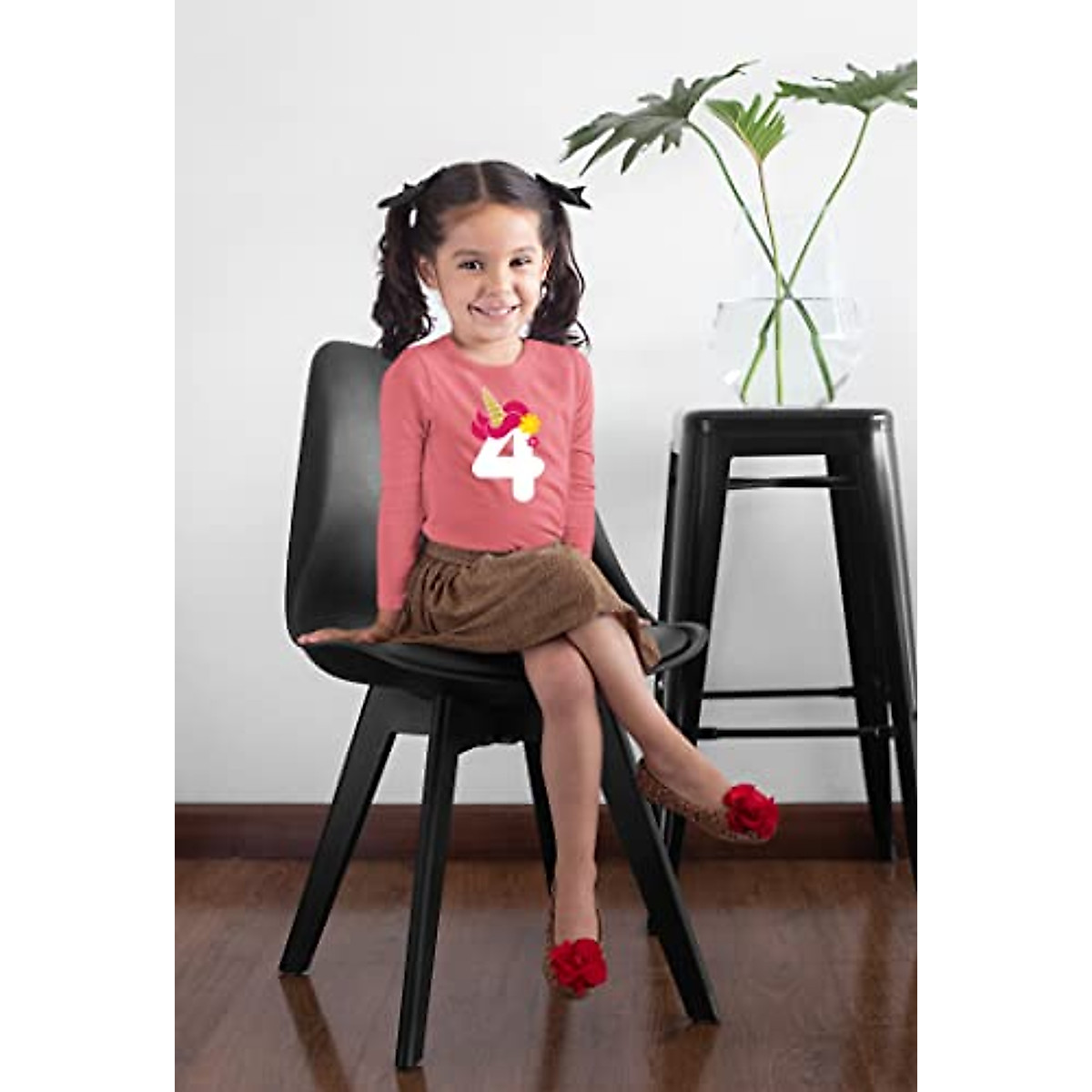 Unicorn 4th Birthday Girl Outfit 4 Year Old Shirt Fourth Birthday Baby Four Bday (Mauve - Long Sleeve, 5 Years)