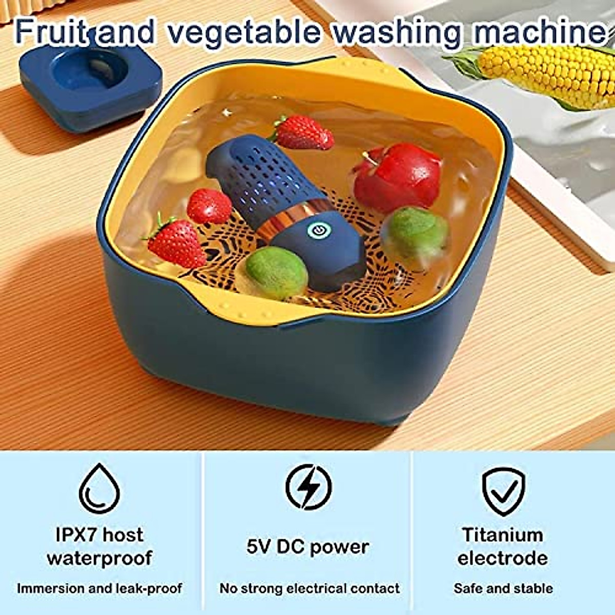 Fruit And Vegetable Washing Machine, 4400mah USB Wireless Charging Food Purifier, Portable Food Purifier, Capsule Washing Machine, Washing Fruits, Vegetables, Meat