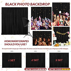 Black Backdrop Curtains for Parties 5ft x 10ft 2 Panels Thick Fabric Backdrop Drape for Birthday Graduations