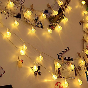 Battery Powered String Lights（2-Pack）, 50-LED Globe String Lights with 8-Lighting Modes, Battery Operated Waterproof String Lights for Home, Party, Christmas, Wedding, Garden Decoration 33.4ft
