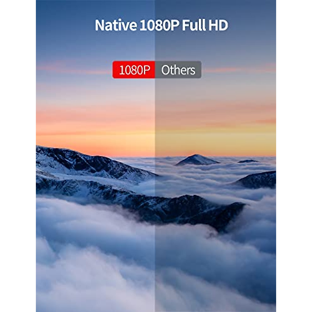 Projector Native 1080P, Support 4K, HD Portable Movie Projector, Max 300" Screen, for Home Theater/Outdoor, 4D Electronic Keystone, 75% Zoom, for Smartphone,PC,Xbox,PS4,TV Stick