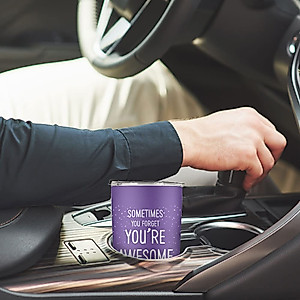 kdxpbpz Inspirational Gifts for Women, Stainless Steel Purple Tumblers 20oz, Thank You Gifts, Sometimes You Forget You’re Awesome, Birthday Appreciation Gift for Teachers Friends Employee Coworker