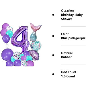 Beauty Fish Birthday Decoration, Balloon Tail Shell Foil Latex Balloons Set, Ocean Themed Beauty Fish for Girls 4th Birthday(21Pcs)