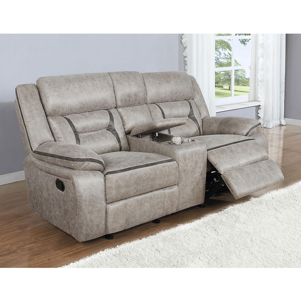Coaster Home Furnishings Greer Upholstered Motion Reclining Loveseat Taupe