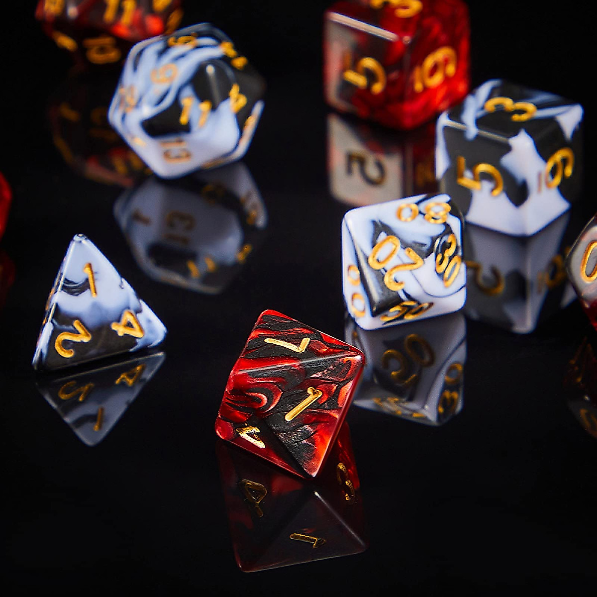 2 Set 11 Dice Set Polyhedral Dice Set Multisided Dice Set Smooth Touch with Drawstring Bag Compatible with RPG MTG Table Game Dice, 22 Pieces