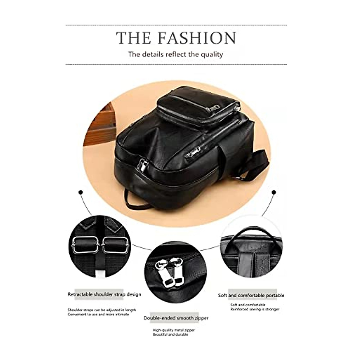 Women Backpack Purse PU Leather Shoulder Bag Travel Bag Handbag Casual Fashion Multifunctional Design Satchel Bag Anti-theft