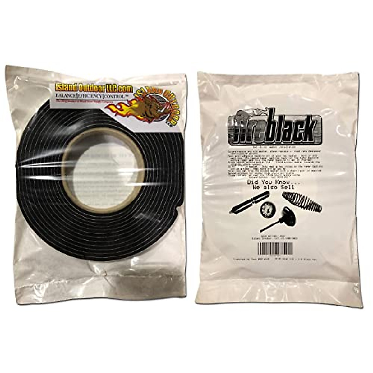 Fireblack® Hi Temp BBQ smoker Gasket Self Stick 15 ft High Heat 1/2 x 1/8 Black