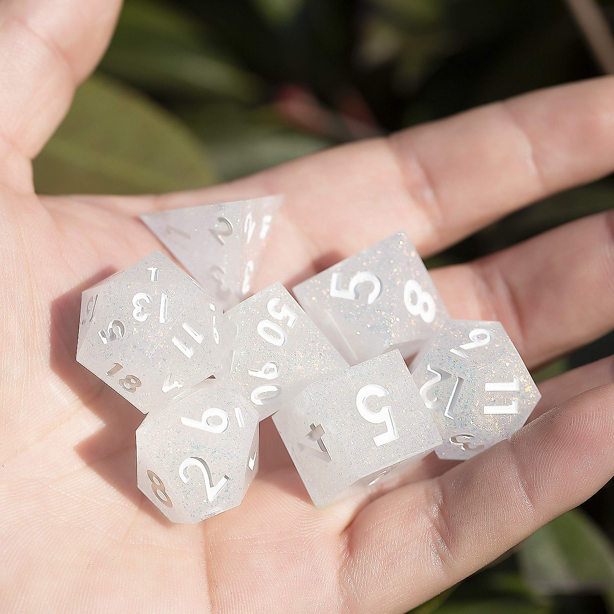 DND Dice Set MINI PLANET DND Dice Set for Dungeons and Dragons Sharp Edge DND Dice Resin DND Dice Polyhedral Dice Set Opal Color DND Dice Set Arctic Snow