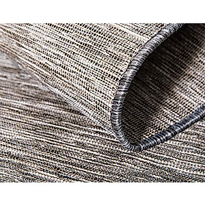 Unique Loom Outdoor Patio Collection Modern Casual Indoor and Outdoor Transitional Indoor and Outdoor Flatweave Gray Area Rug (7' 5 x 10' 0)