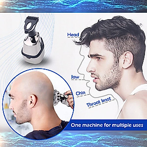 Yogioaf Head Shaver for Men, 5-in-1 Electric Razor for Men, Wet & Dry, Anti-Pinch, Upgrade Cordless with 7D Floating Shaving Heads, Waterproof and Rechargeable Rotary Bald Head Shaver