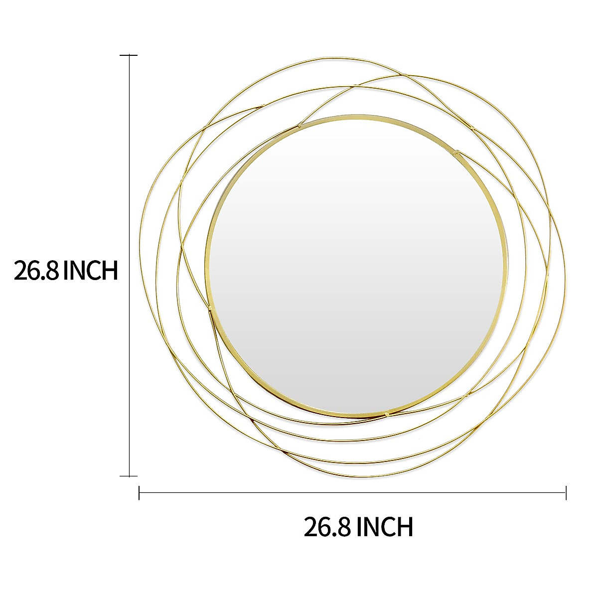 ironsmithn Wall Mirror Mounted Round Decorative Mirrors Circle for Bathroom Vanity, Living Room or Bedroom 26.8” x26.8” (Gold)