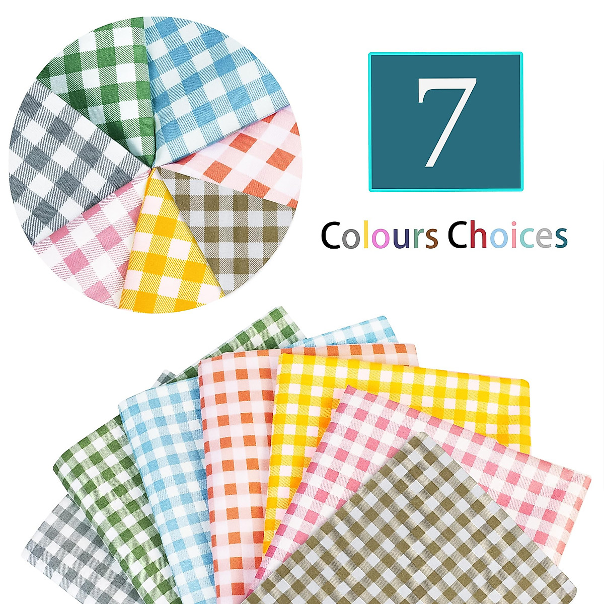 pson 96" Wide Checkered Gingham Fabric, Lightweight Polyester Poplin Fabric for DIY Crafts, Wall Decor Fabric, Sewing, Yellow - 1 Yard