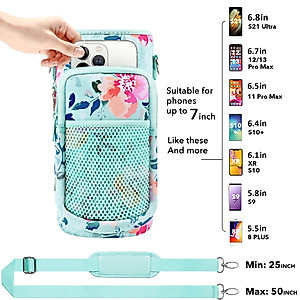 Half Gallon Water Bottle Carrier Bag, Bottle Pouch Phone Holder, Adjustable Shoulder Hand Strap 2 Pocket Sling Neoprene Sleeve Sports Water Bottle Accessories for Hiking Travelling &Camping