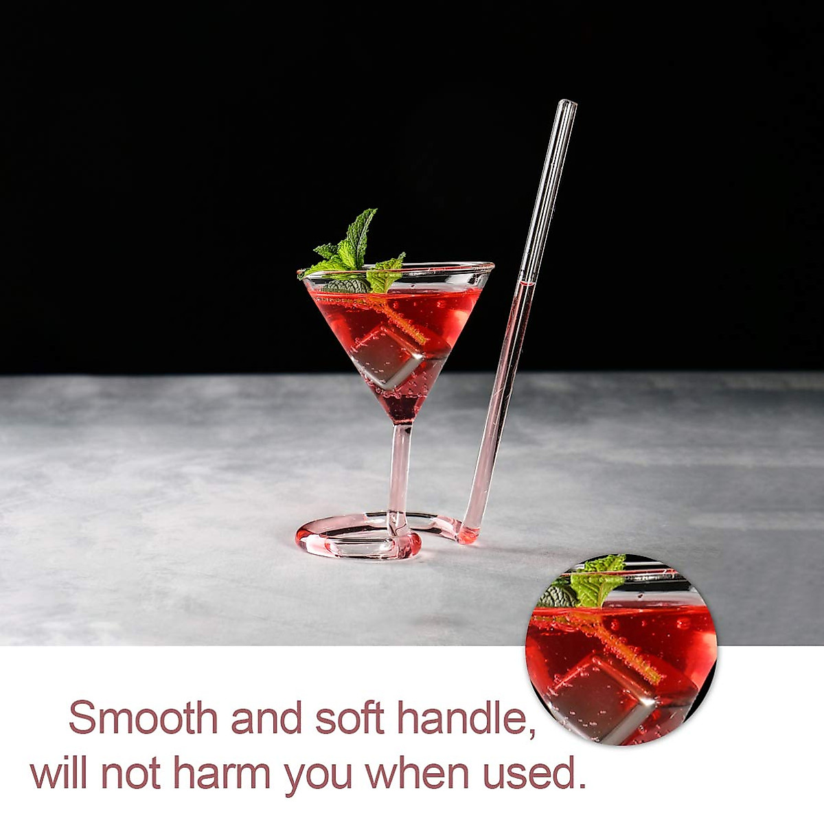 DOITOOL Spiral Cocktail Glass, Creative Vampire Filter Red Wine Glass, Long Tail Cocktail Straw Wine Glass Rotating Martini Glass, Transparent Red Wine Glass Wine Cup (Transparent) (2Pcs)