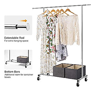 LANGRIA Heavy Duty Garment Rack Commercial Grade Adjustable Clothing Rack Supreme Rolling Rack Steel Adjustable Clothes Rack, Chrome Finish