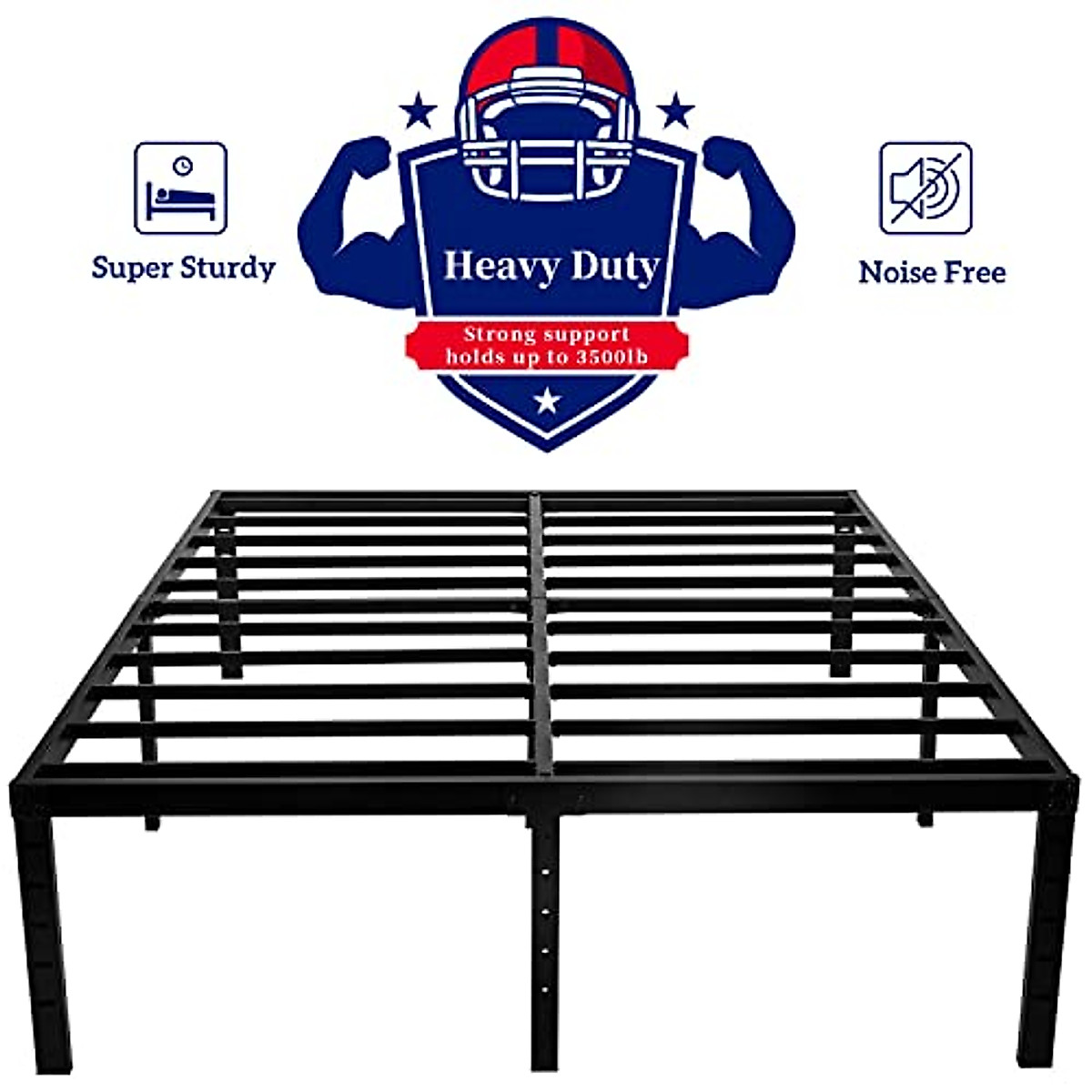 AMSEJOPS Heavy Duty California King Bed Frame, 16 Inches Tall Metal Platform Bedframe with Maximum Storage, No Box Spring Needed, Noise-Free, Easy Assembly, 3500lbs Steel Slat Support