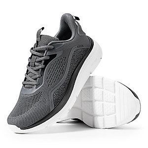 FitVille Men's Wide Walking Shoes Lightweight Slip on Sneakers Breathable Wide Athletic Shoes - Cloud Jogger V3 (10.5 Wide, Foggy dusk gray)