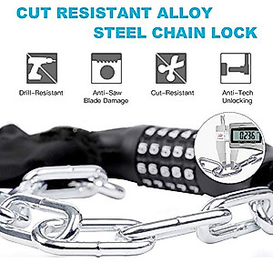 UBULLOX Bike Chain Lock 3FT Bike Lock 5-Digit Combination Bike Lock Anti-Theft Bicycle Lock 6mm Thick Resettable Bike Lock Chain for Bicycle, Motorcycle, Scooter, Gate, Fence