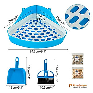 Triangle Rabbit Litter Box Bunny Potty Training Corner Small Animal Toilet Litter Box Pet Toilet Bedding Pee Pan Tray for Baby Rabbit,Guinea Pigs,Chinchillas,Ferrets (Blue)