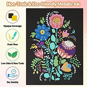 DAPAWIN Metallic Markers for Scrapbooking: 12 Scrapbook Markers, Scrapbook Metallic Pens for Black Paper, Rock, DIY Card Decorative, Wedding, Graduation Scrapbook Supplies, Dual Tips Scrapbooking Pens