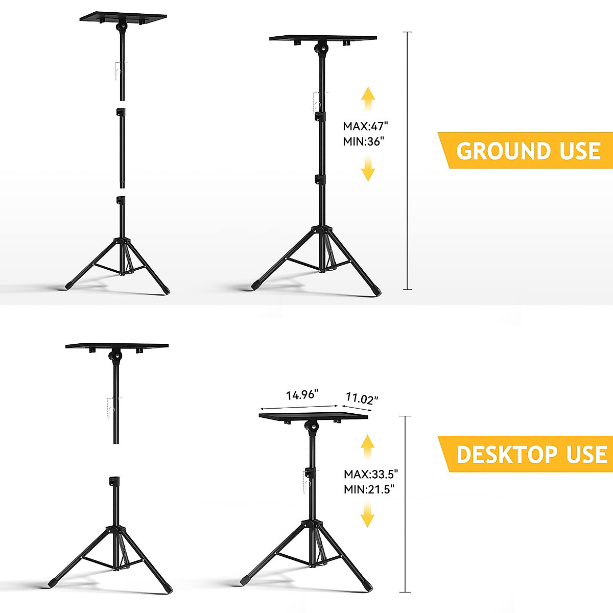 Facilife Projector Stand Tripod - Laptop Tripod Projector Stand Adjustable Height 22 to 47 Inch, Projector Tripod Stand, Tripod for Porjector, Projector Stand for Outdoor Movies