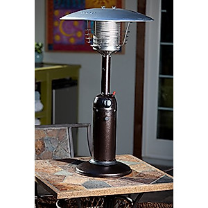 Fire Sense 61322 Portable Patio Heater Outdoor Tabletop Lightweight Propane 10,000 BTU Auto-Shutoff Valve ODS Compliant - Hammer Tone Bronze