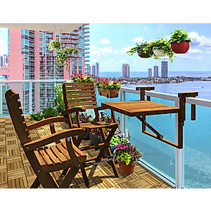 INTERBUILD REAL WOOD Acacia Hardwood Foldable Casino Bar Height Chair with Foot and Arm Rests, 26" Tall, 2 Piece Set - Golden Teak