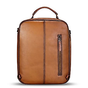 IVTG Genuine Leather BackpackVintage Knapsack Fashion Bookbag Handmade Retro Casual Satchel Daypack Purse (Brown)