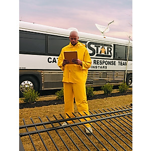 MCR Safety 2003X5 Classic PVC/Polyester 3-Piece Rainsuit with Attached Hood, Yellow, 5X-Large