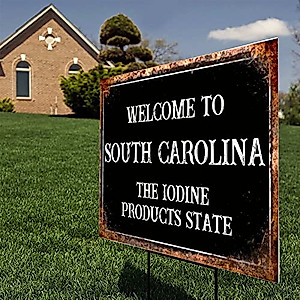 Augwed Welcome to South Carolina The Iodine Products State Yard Signs South Carolina State Yard Sign with Stake 12x18in Weatherproof Yard Signs Garden Party Supplies Lawn Outdoor Decor