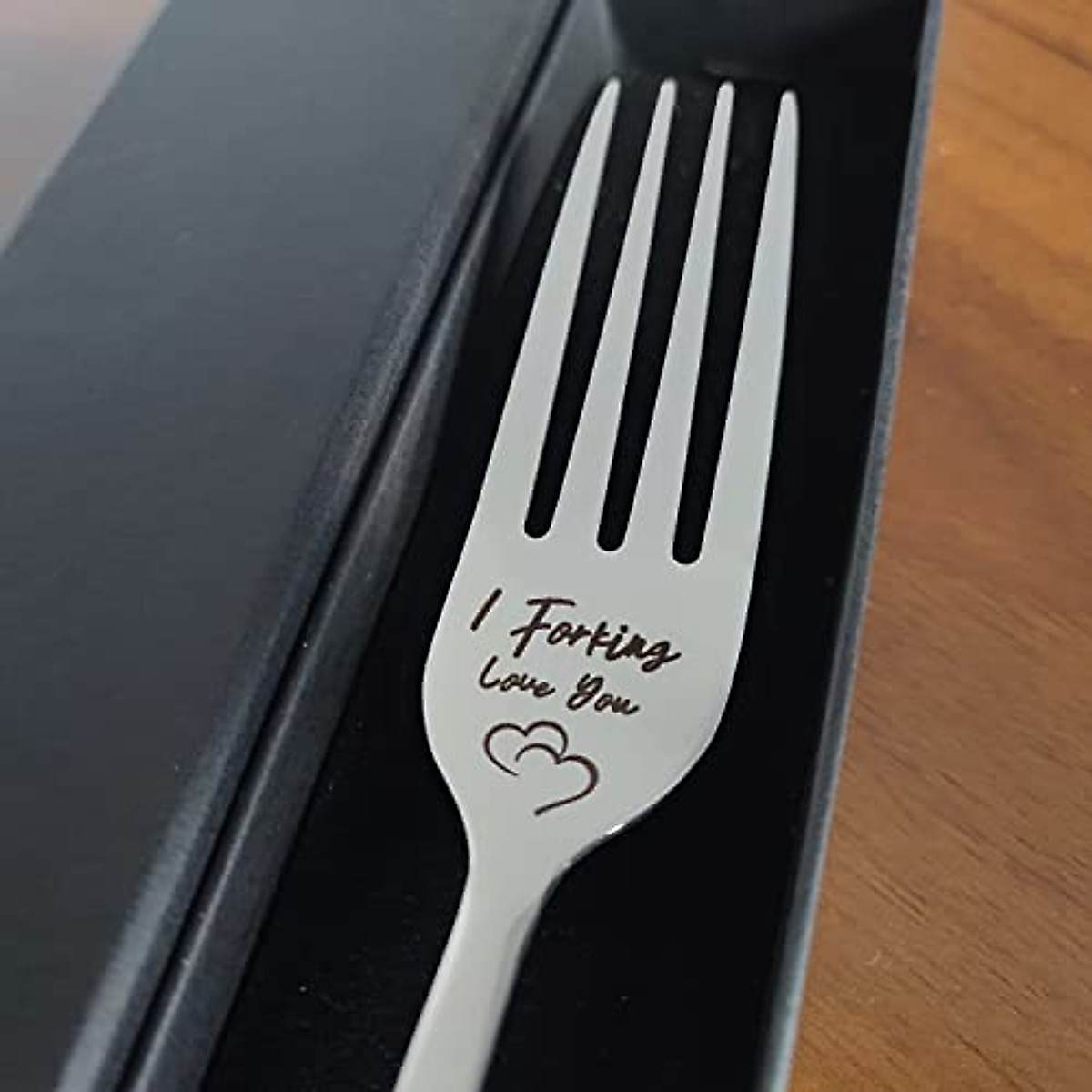 I Forking Love You 7.78'' Laser Engraved Forks Comes in Gift Box, Stainless Steel Fork, I Love You Gifts for Her or Him, Father's Day Mother's Day Valentine's Day Gift