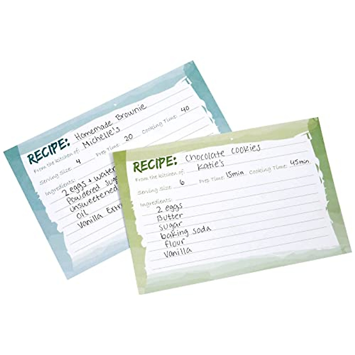 Juvale 60-Pack 4x6 Recipe Cards Double Sided, Colored Recipe Index Cards for Cooking and Kitchen Organization, Restaurants, Cafes, Diners, Watercolor Design, Bulk Pack