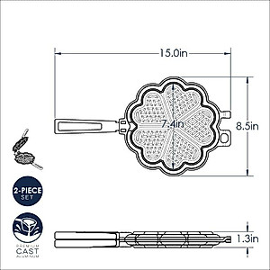 Nordic Ware 01705 Sweetheart Waffler, Cast-Aluminium Pan, Heart Shaped, Mini Waffle Maker, Black