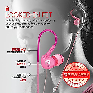 MEE audio Sport-Fi M6 Noise Isolating In-Ear Headphones with Memory Wire (Pink)