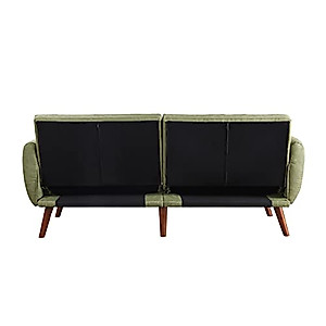 HABITRIO Futon Sofa Bed, Solid Wooden Frame Linen Fabric Upholstered 3 Seater Sofa Couch, Adjustable Sleeper Sofa Bed for Living Room, Bedroom, Office, 76" L x 31" D x 33" H