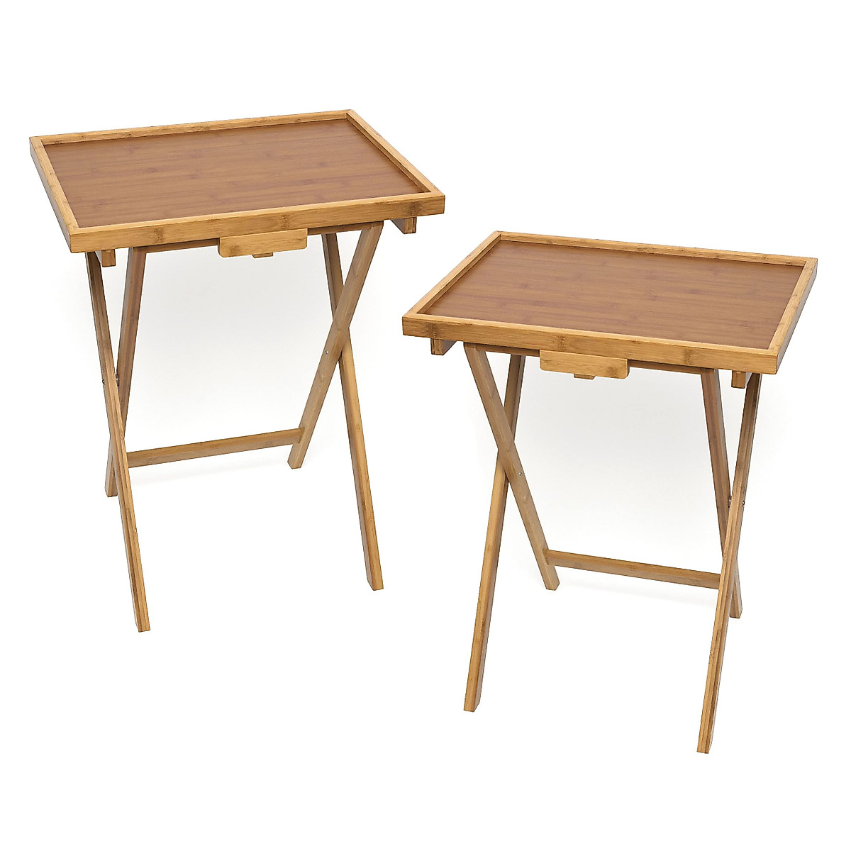Lipper International Bamboo Lipped Snack Table, Set of Two, Bamboo