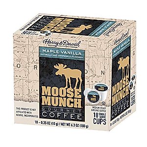 Moose Munch Coffee by Harry & David, Maple Vanilla, 18 Single Serve Cups