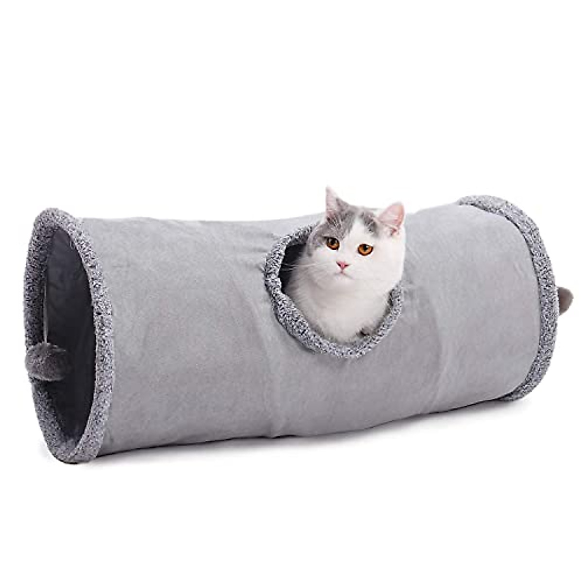 Speedy Pet Collapsible Cat Tunnel, Cat Toys Play Tunnel Durable Suede Hideaway Pet Crinkle Tunnel with Ball S