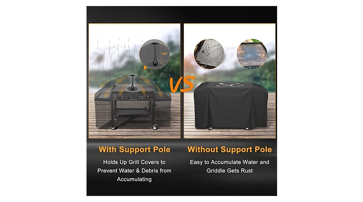 TBTeek Grill Support Pole for Outdoor Grill Covers | Prevent Water Pooling
