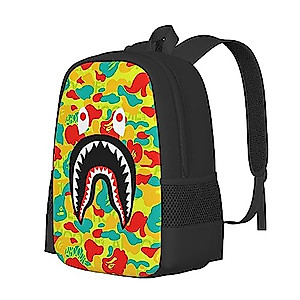 AIRPO Casual Camo Shark Backpacks Camouflage Large Capacity Laptop Daypack Lightweight Multiple Backpack Travel Shoulders Bag For Women Men