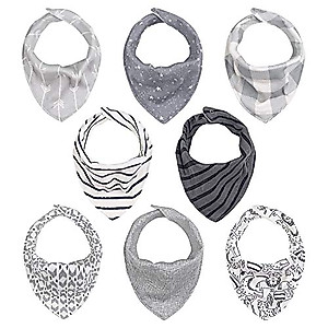 The Peanutshell Bandana Drool Bibs for Baby Boys or Girls - 8 Pack Set for Feeding, Teething, Drooling