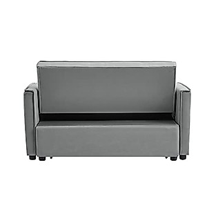 FULife Sleeper Sofa, Convertible Futon Loveseat Sofá Chair 3-in-1, Pullout Chaise Lounge Couch Bed 2 Seaters with Adjustable Back for Living Room Apartment Small Space, Gray 52" w