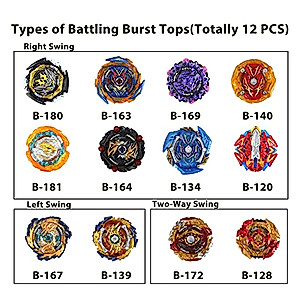 Battling Top Burst Gyro Toy Set, LZSZRZ 12 Pcs Spinning Tops 3 Launchers Combat Battling Game Toy Set with Portable Storage Box Gift for Children Boys Girls Kids - Ages 6+