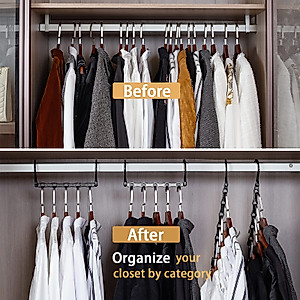 Closet Organizers Space Saving Hangers - Timirog 20 Pack Magic Hangers Wardrobe Storage Organization College Dorm Room Essentials, Apartment Heavy Duty Space Saver Plastic Black